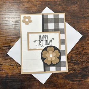 Farmhouse Birthday Card for Her, Handmade Card , Stampin Up, Wood Plank ...