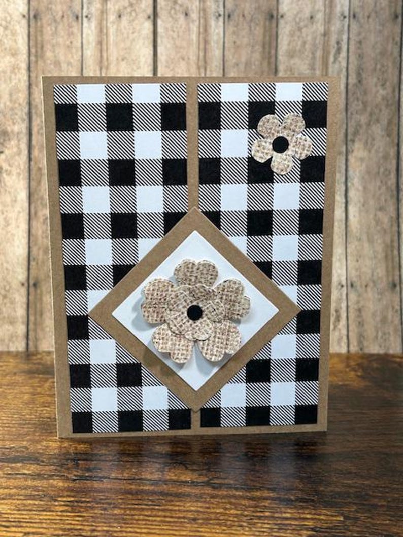 Farmhouse Style Blank Greeting Card for Her, or Note Card, Black and ...