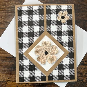 Farmhouse Style Blank Greeting Card for Her, or Note Card, Black and ...