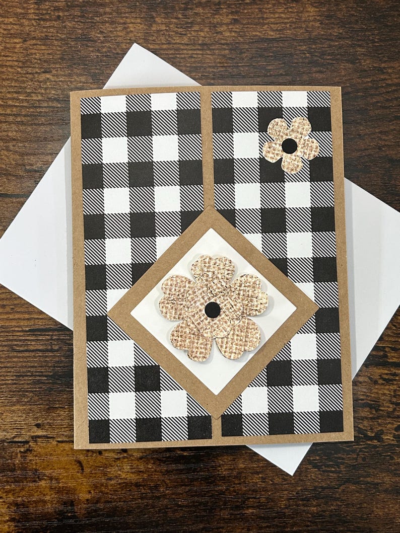 Farmhouse Style Blank Greeting Card for Her, or Note Card, Black and ...