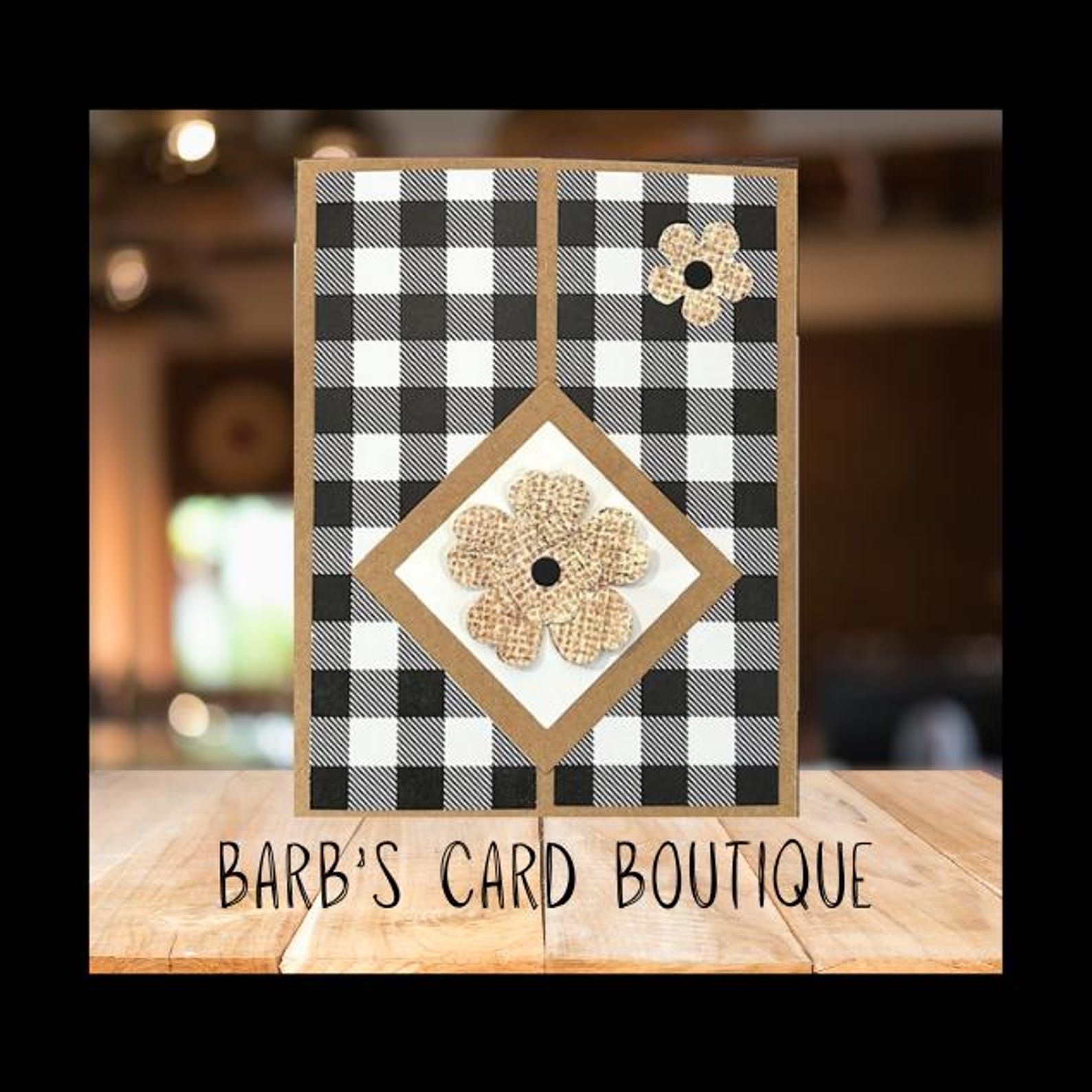 Farmhouse Style Blank Greeting Card for Her, or Note Card, Black and ...