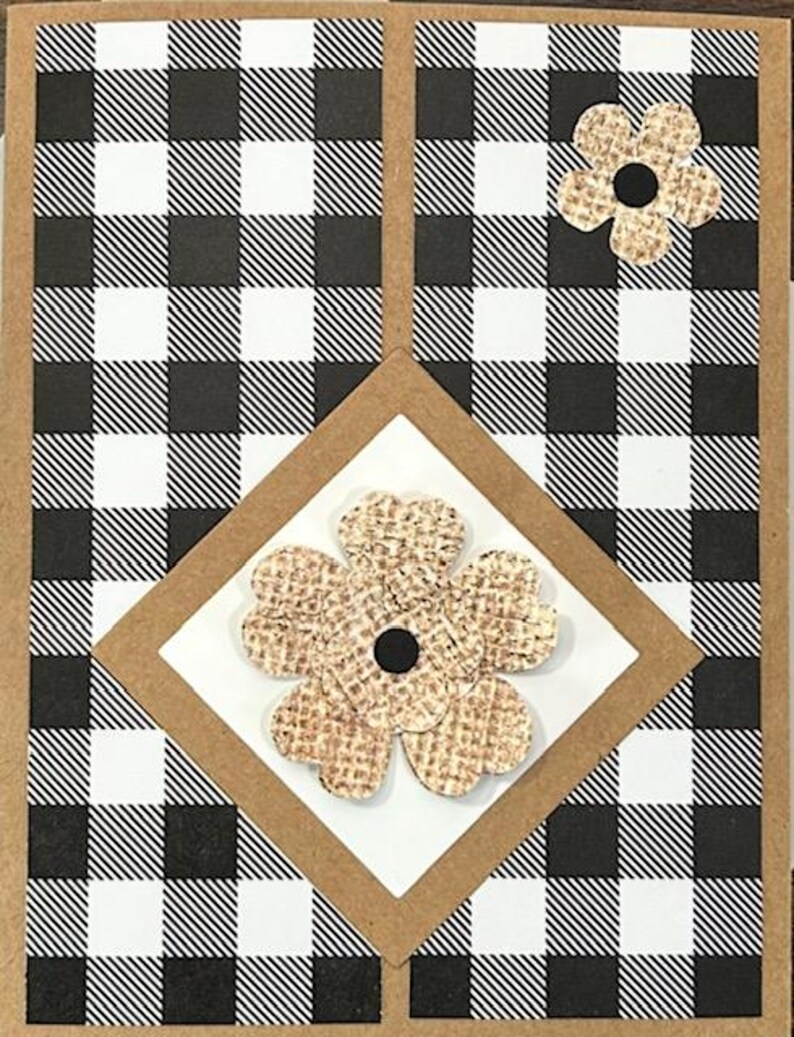 Farmhouse Style Blank Greeting Card for Her, or Note Card, Black and ...