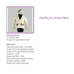 KNITTING PATTERN / Action Man / Sweater / Cardigan / Trousers / Hat ...