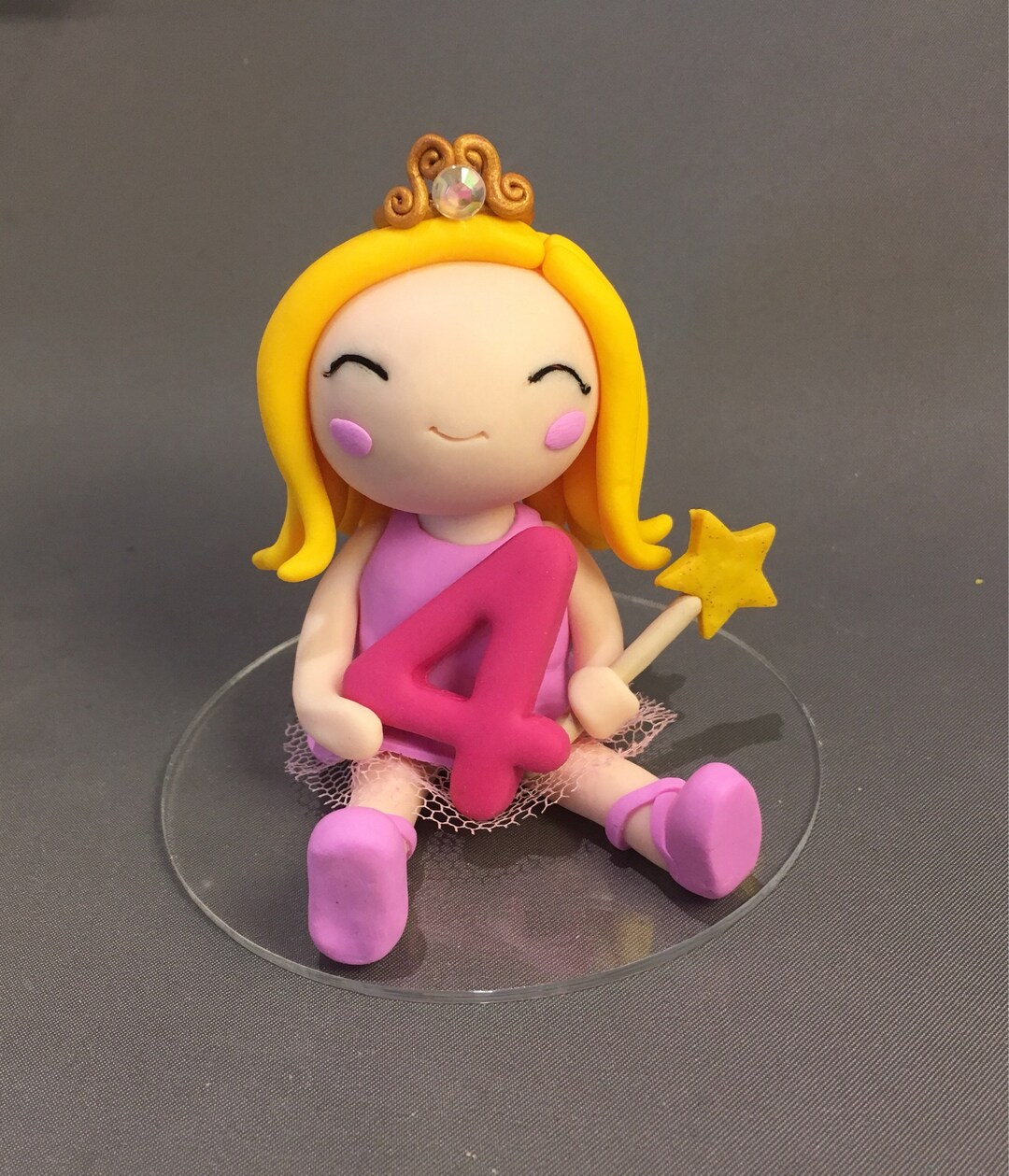 Custom Polymer Clay Pink Princess Ballerina Fairy Girls Birthday Cake ...