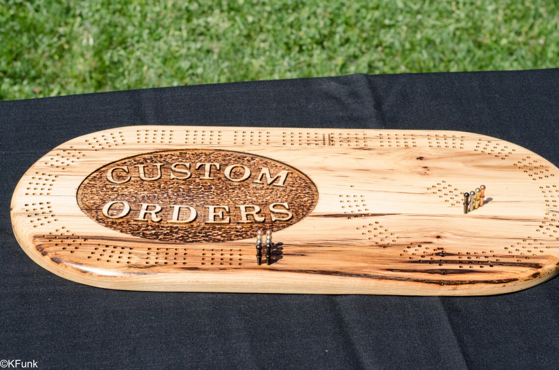 Four Track Custom Cribbage Board, Complete With Cards and Pegs - Etsy