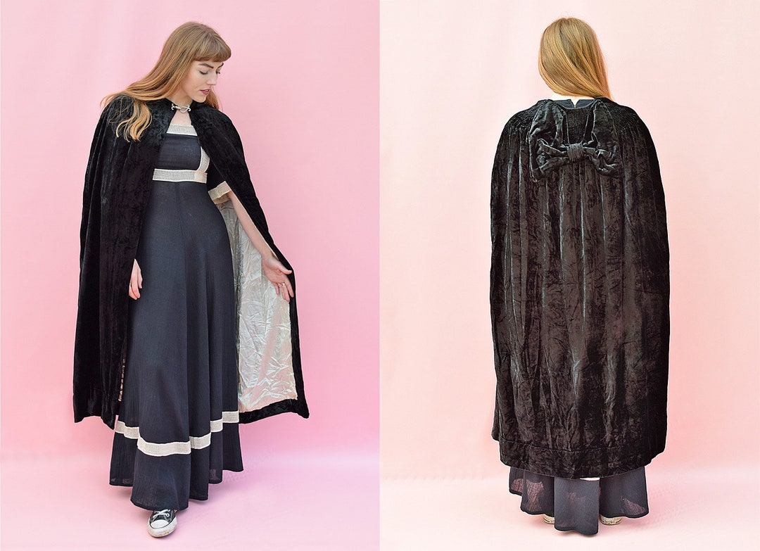 Original Edwardian Opera Cape Black Velvet Flapper Antique Art Deco ...