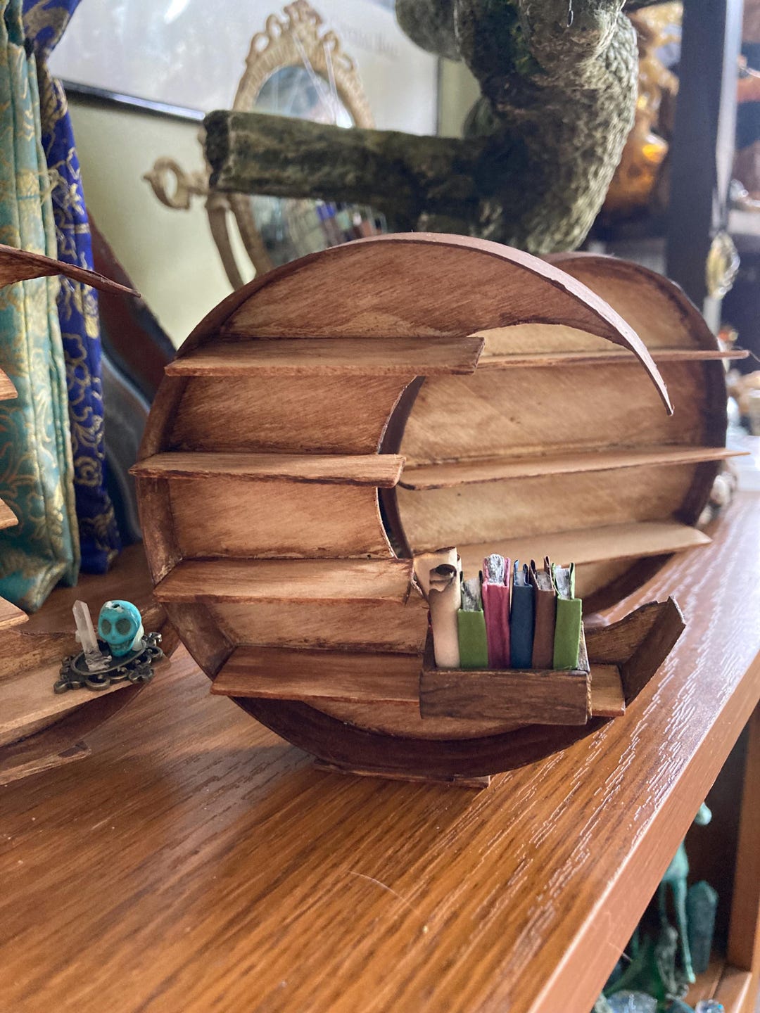 Fairy MOON BOOKSHELF- Crescent or Full, +10 Mini Books, Miniature ...