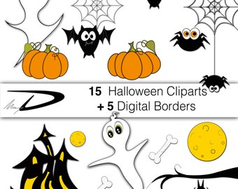 Halloween Borders Clip art Halloween Bunting Banners Digital | Etsy