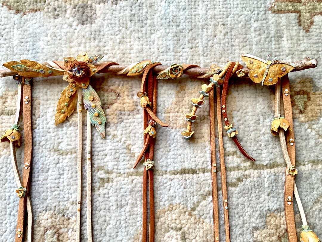 Leather Vine Flower Wall Hanging: Botanical Home Decor - Etsy