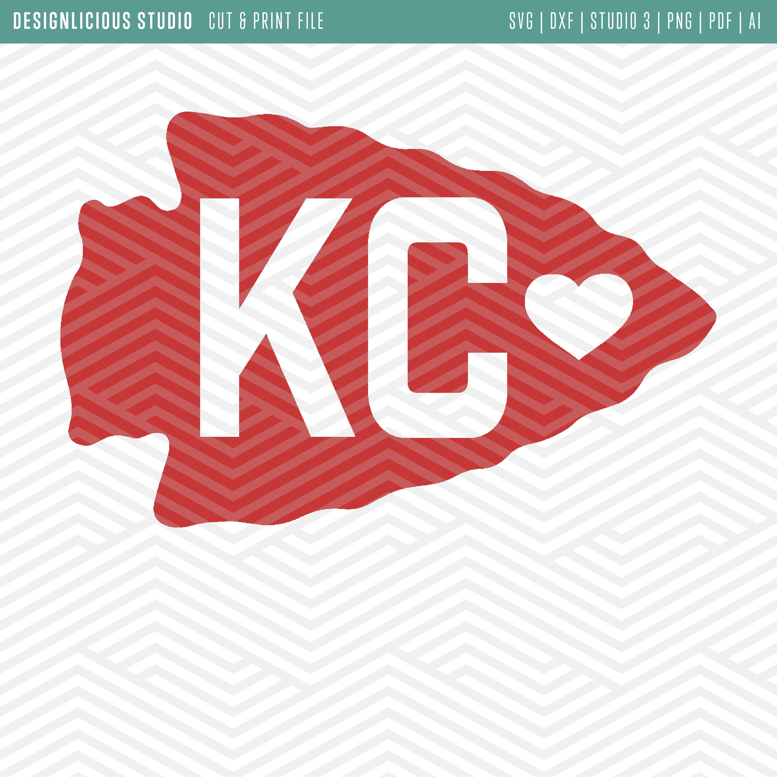 Cut & Print Files | KC Heart Arrowhead Outline - Etsy