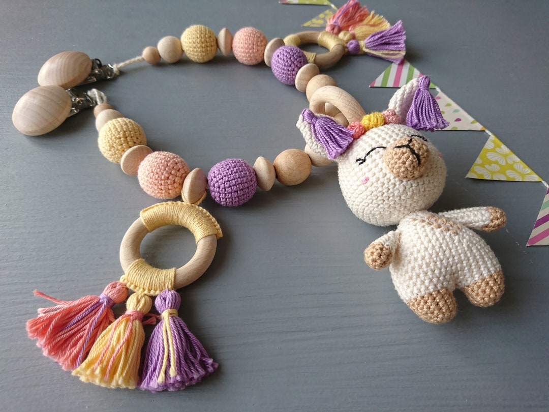 Crocheted Llama Stroller Chain: Handmade Baby Toy, Gender Neutral - Etsy