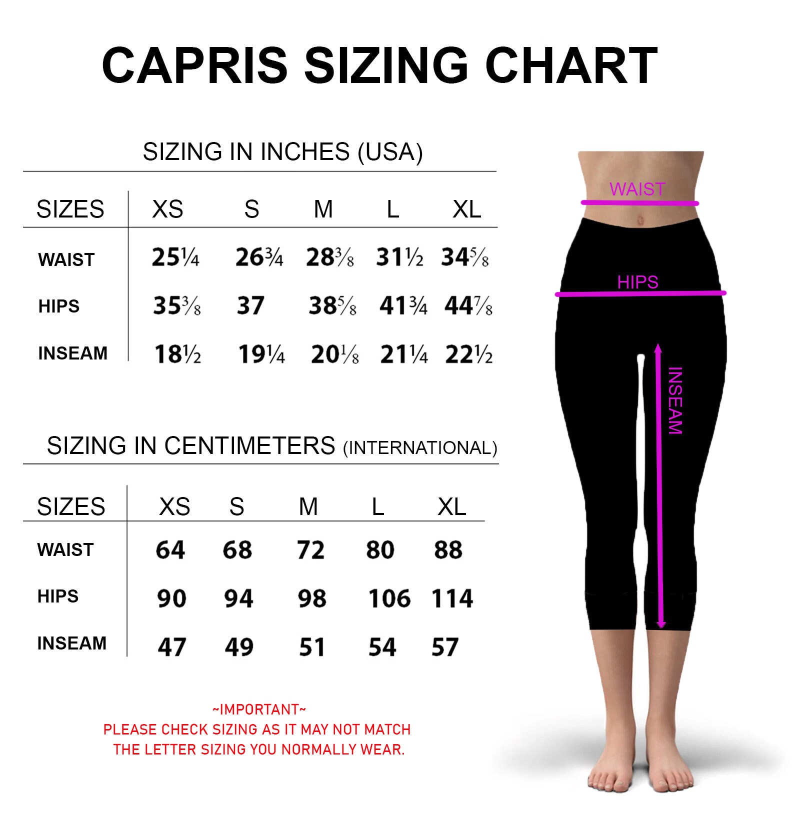 Women's Classic Capris Leggings, Yoga Capris, Gym Leggings, Workout ...