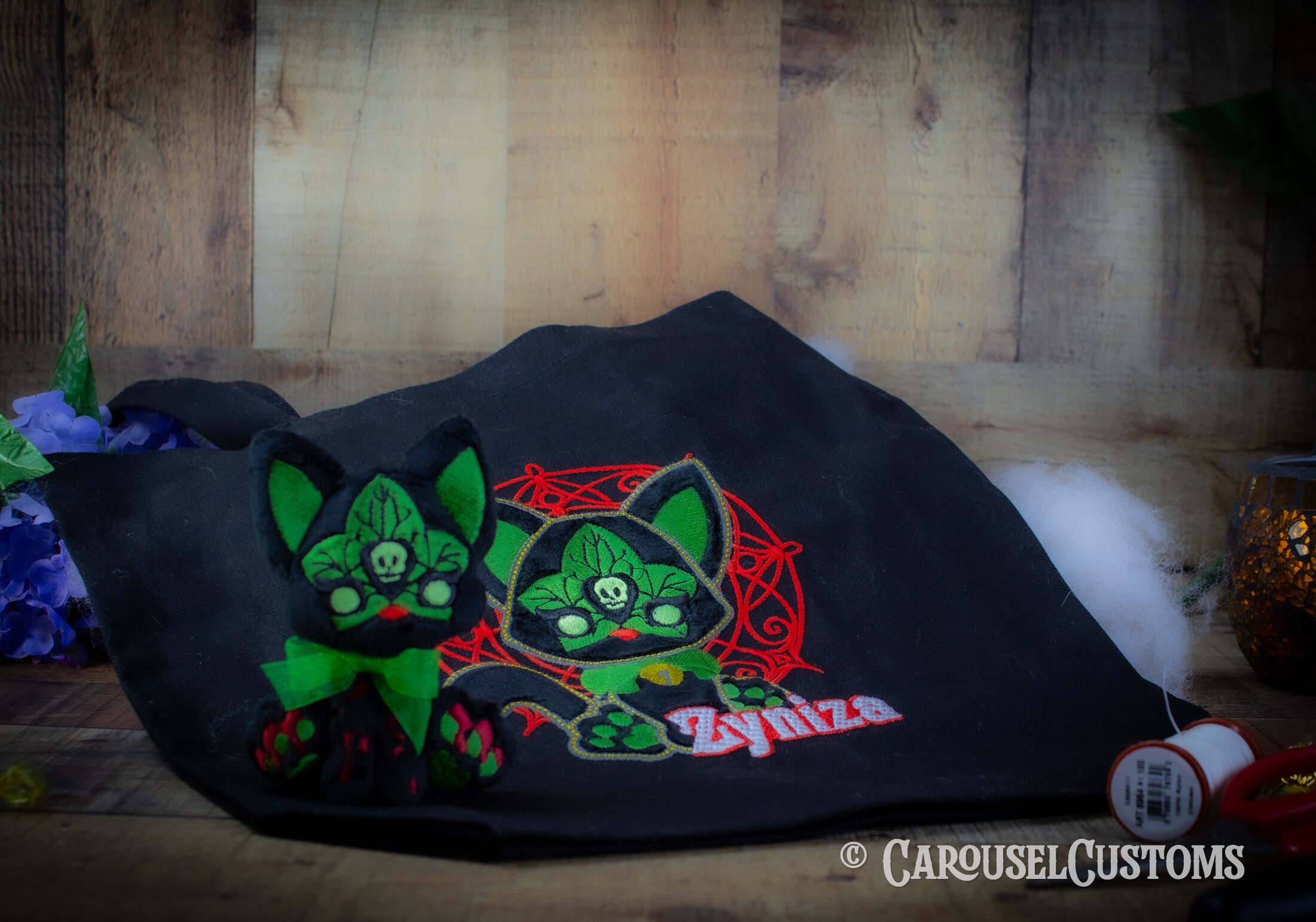 Zyniza Poison Ivy Cat Tote Bag – Embroidered Spooky Kitty Applique - Etsy