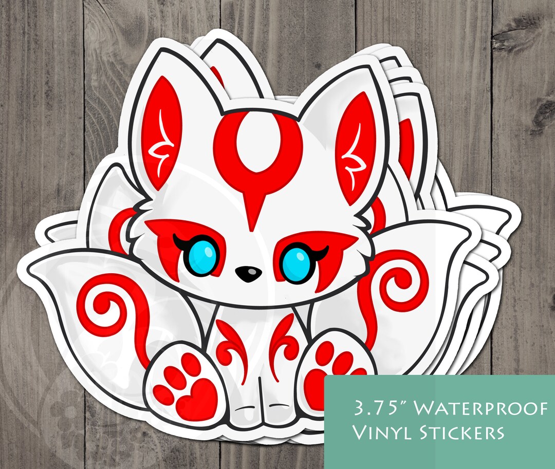 Kitsune Sticker: Toebean Style 9-tail Fox Spirit Vinyl Decal - Etsy