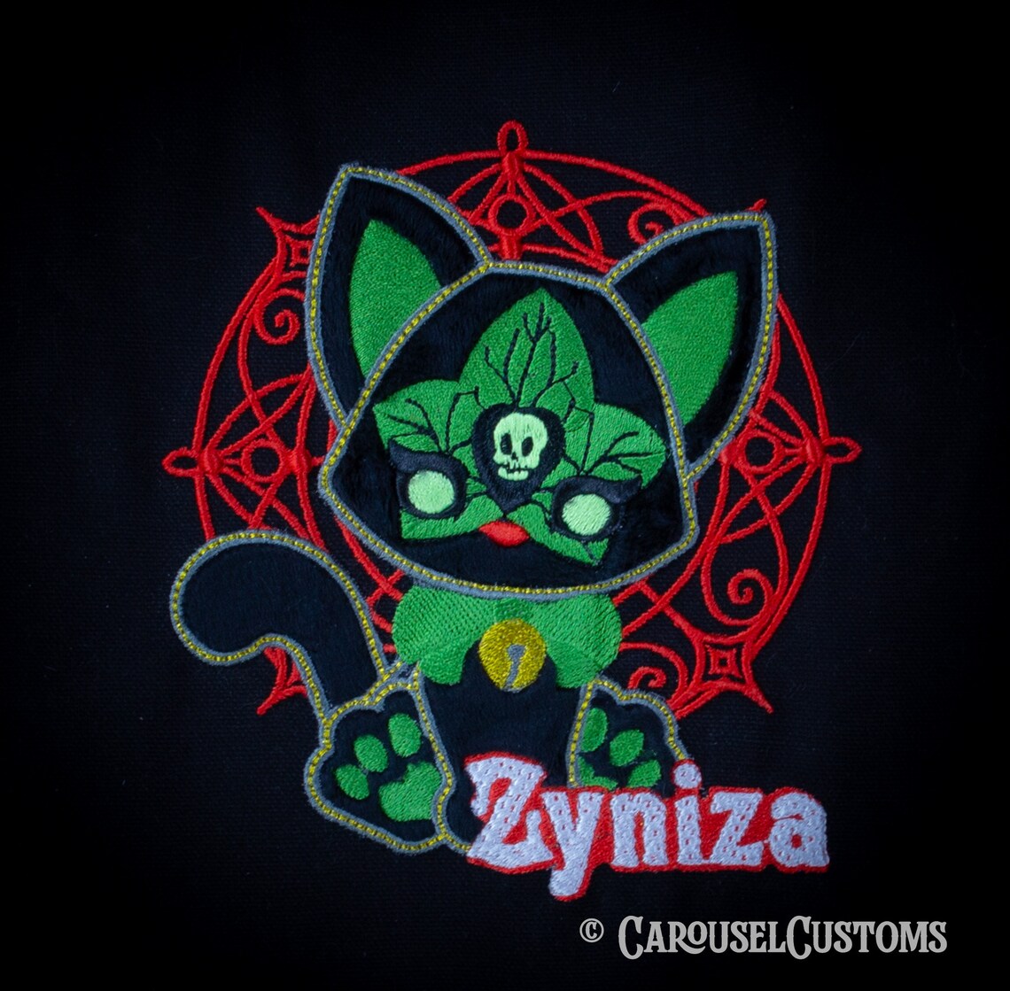Zyniza Poison Ivy Cat Tote Bag – Embroidered Spooky Kitty Applique - Etsy
