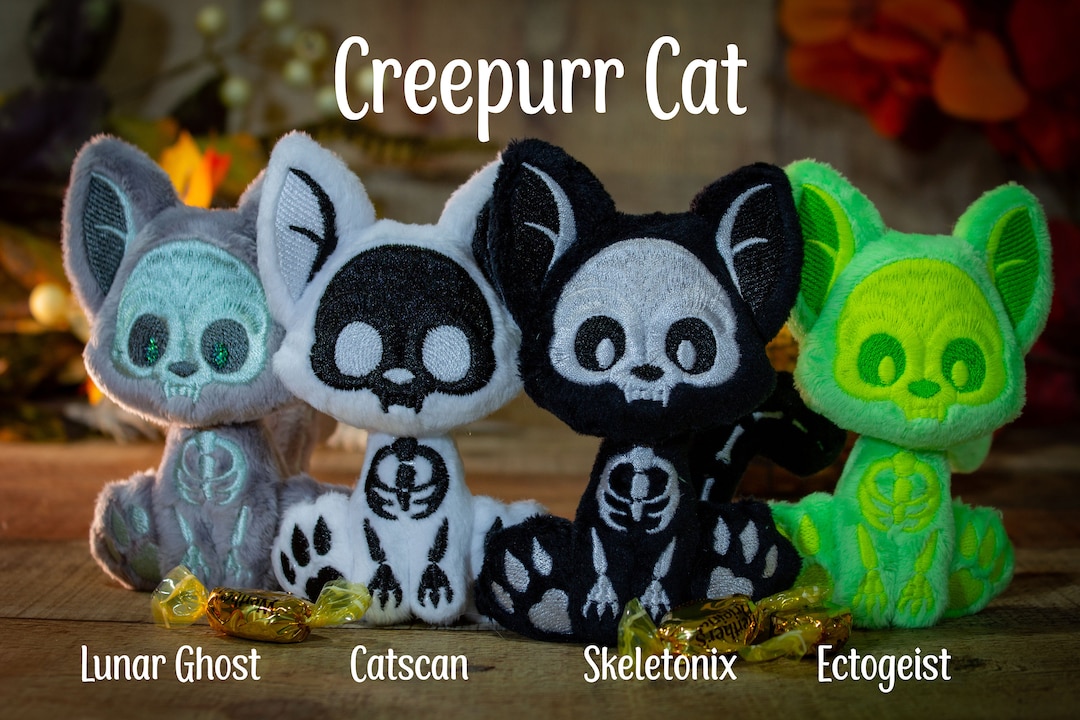 Creepurr Cat Skeleton Plush - Littlefox's Toebeans - Haunted Ghostly ...
