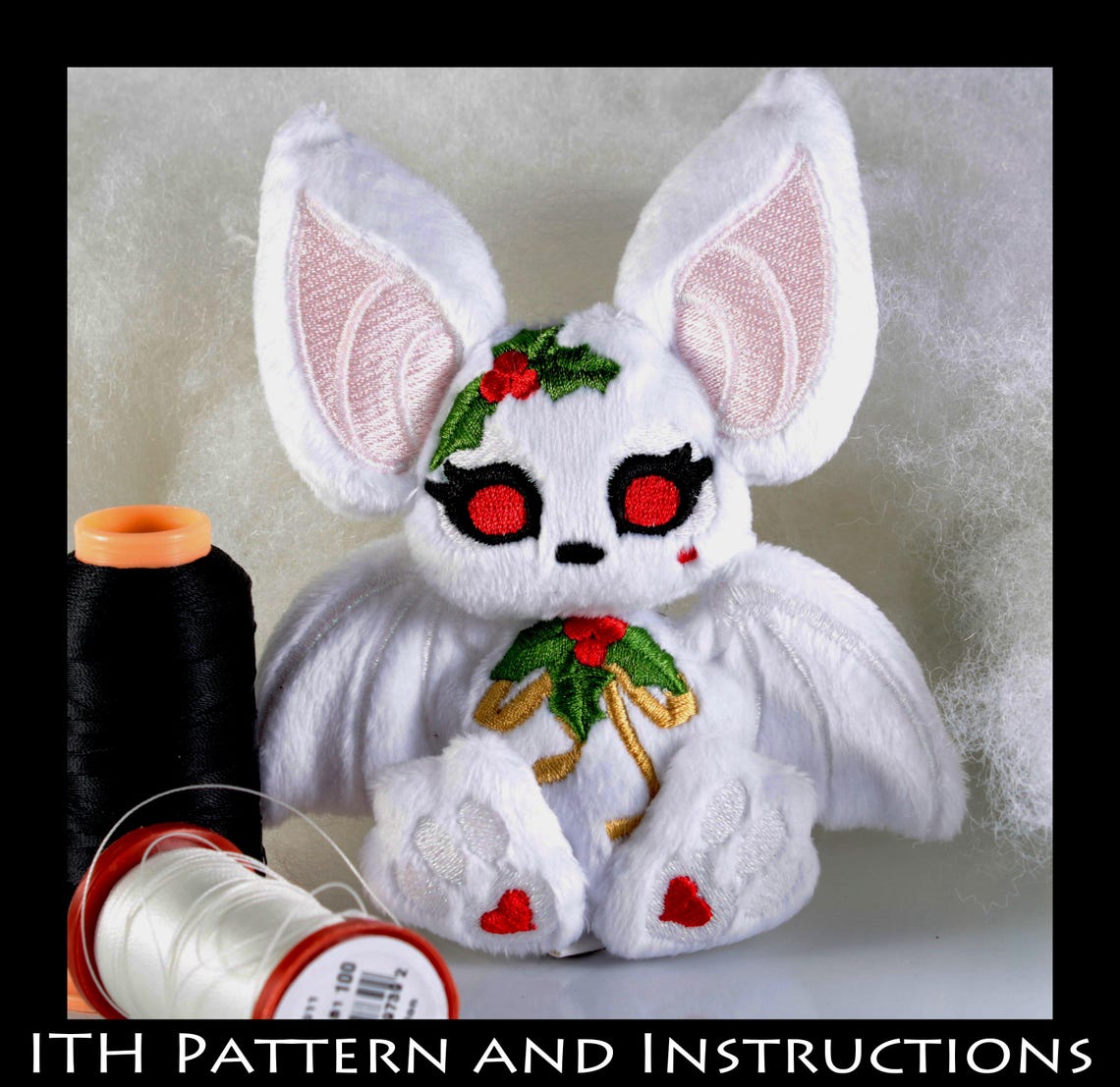 ITH PATTERN- Holly Bat Christmas Plush - Littlefox's Toebeans - Digital ...