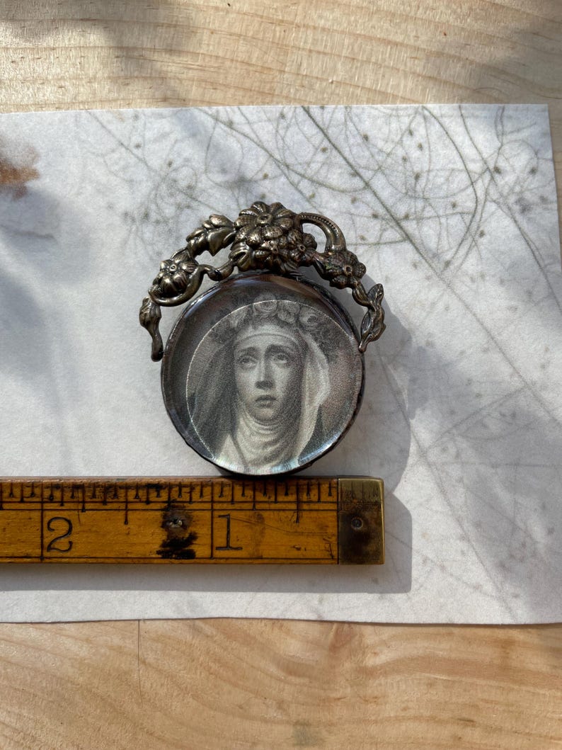 Virgin Mary Glass Pendant Memento Mori Antique Inspired Victorian ...