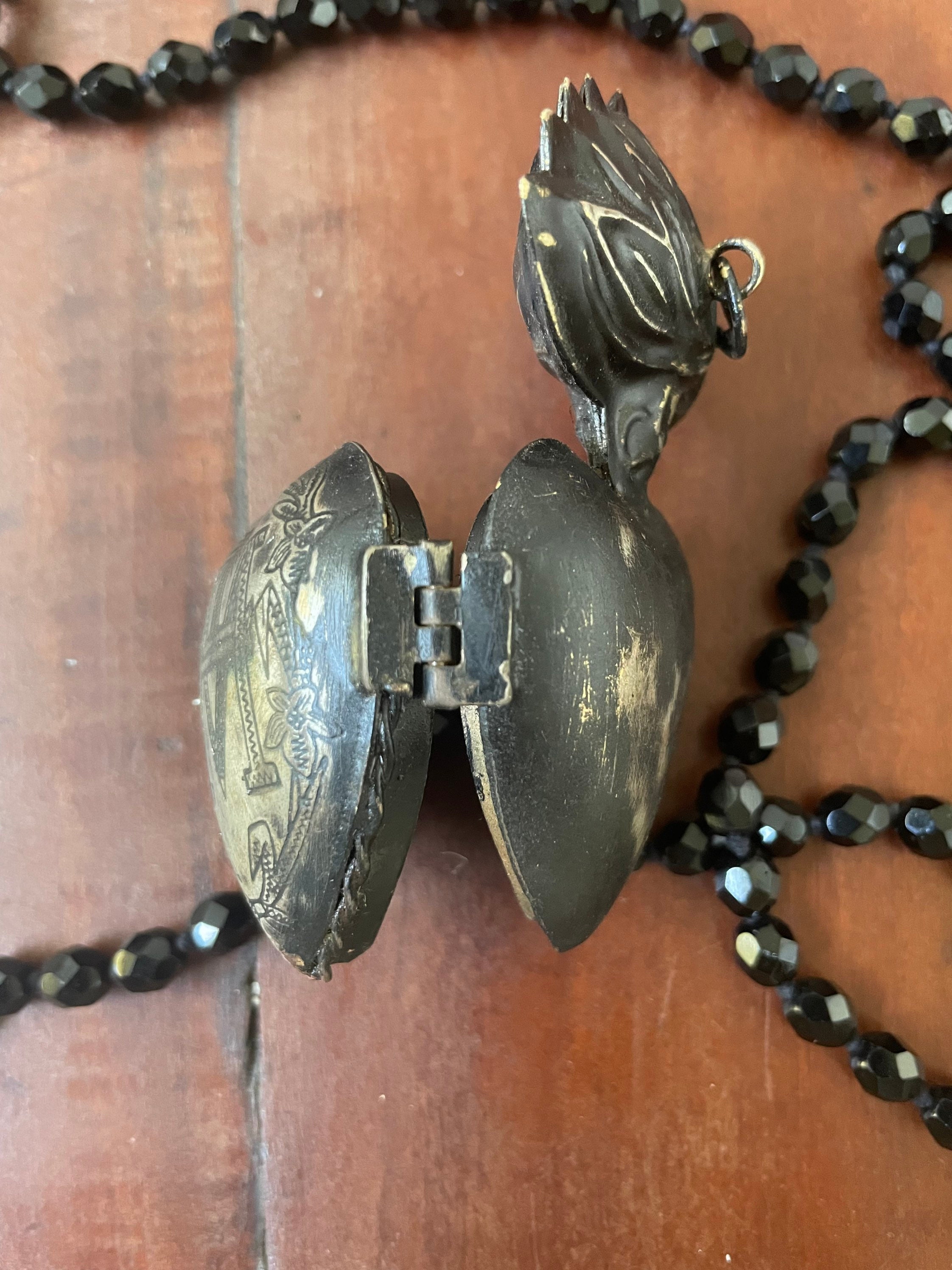 Memento Mori Locket Pendant Sacred Heart Milagro Goth Victorian Jewelry ...