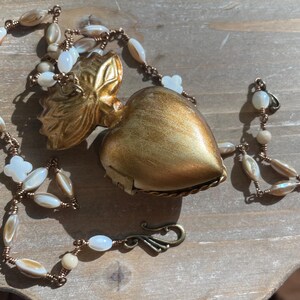 Rosary Ex-voto Sacred Heart Locket Rosary Mary Magdalene Shell Necklace ...