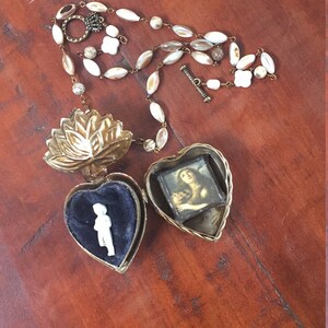 Rosary Ex-voto Sacred Heart Locket Rosary Mary Magdalene Shell Necklace ...