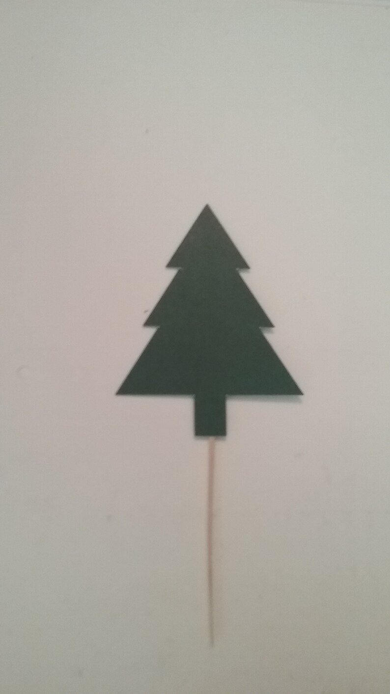Lot of 12 Pine Tree Cupcake Toppers!! L@@K!! Choose Your Color! Double ...