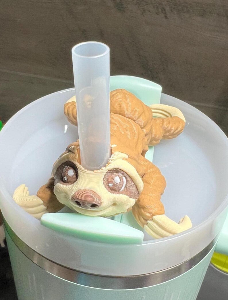 3D Printed Sloth Straw Buddy - Fidget Friend - Etsy