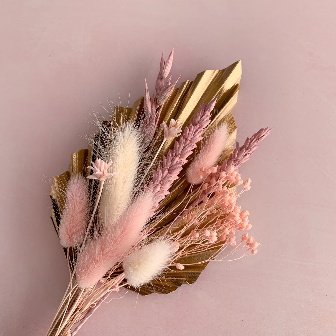 Gold and Pink Dried Flower Cake Topper Gold Palm Spear Bunch - Etsy