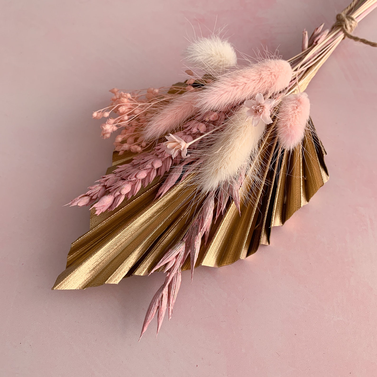 Gold and Pink Dried Flower Cake Topper Gold Palm Spear Bunch - Etsy