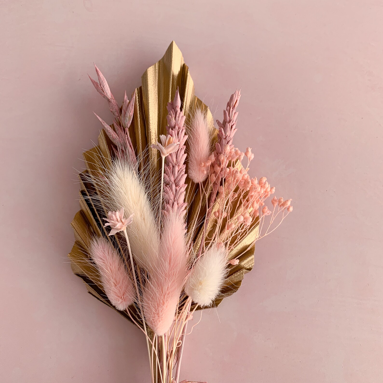 Gold and Pink Dried Flower Cake Topper Gold Palm Spear Bunch - Etsy