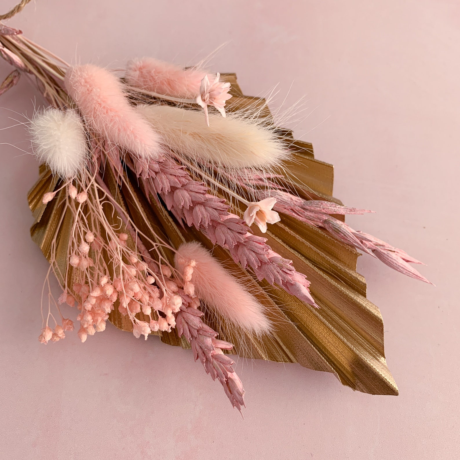 Gold and Pink Dried Flower Cake Topper Gold Palm Spear Bunch - Etsy