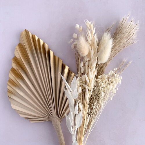 Gold and Pink Dried Flower Cake Topper Gold Palm Spear Bunch - Etsy
