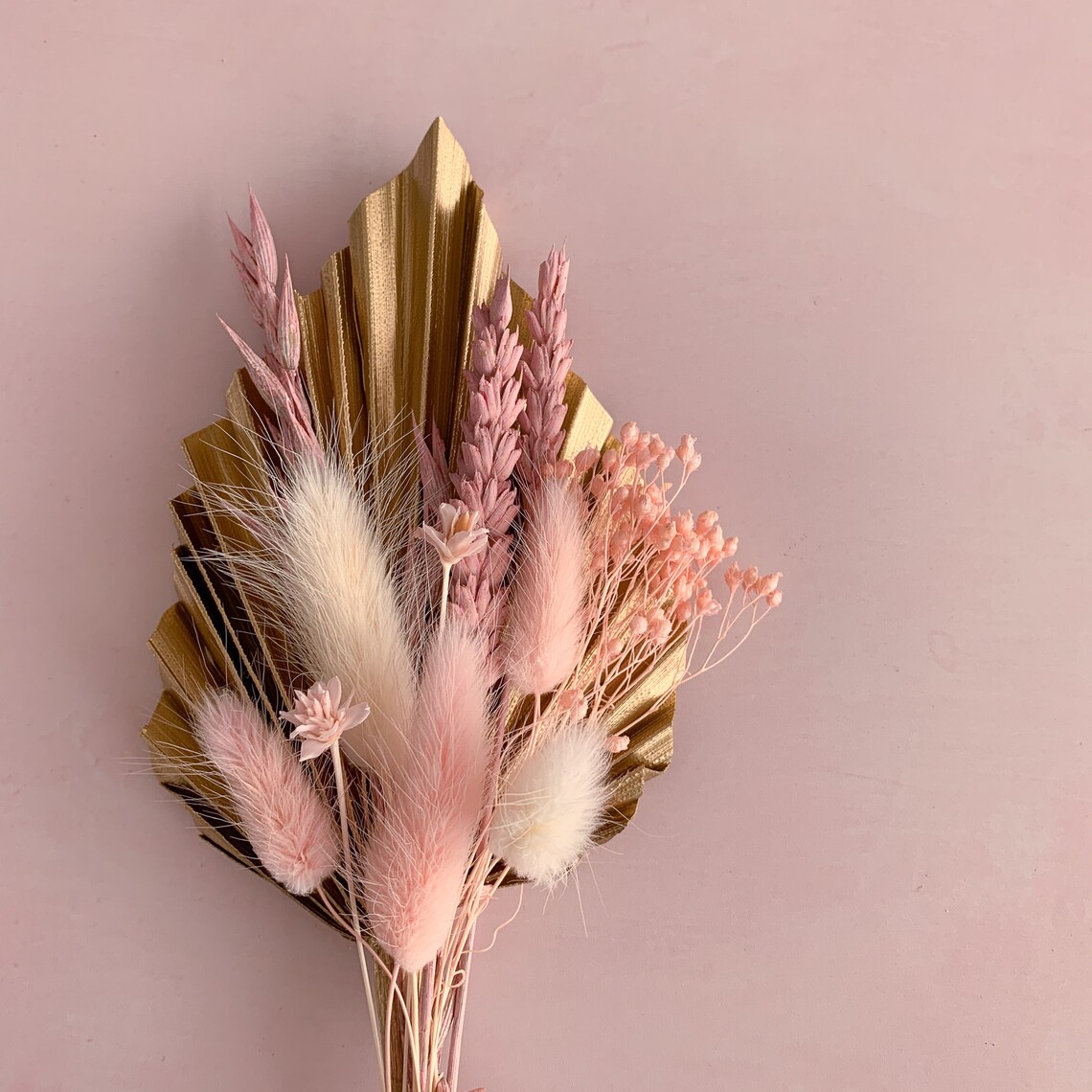 Gold and Pink Dried Flower Cake Topper Gold Palm Spear Bunch - Etsy