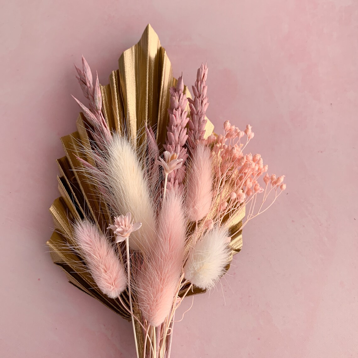 Gold and Pink Dried Flower Cake Topper Gold Palm Spear Bunch - Etsy