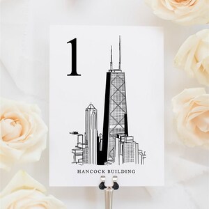 Chicago Landmark Table Number Cards Chicago Icon | Etsy