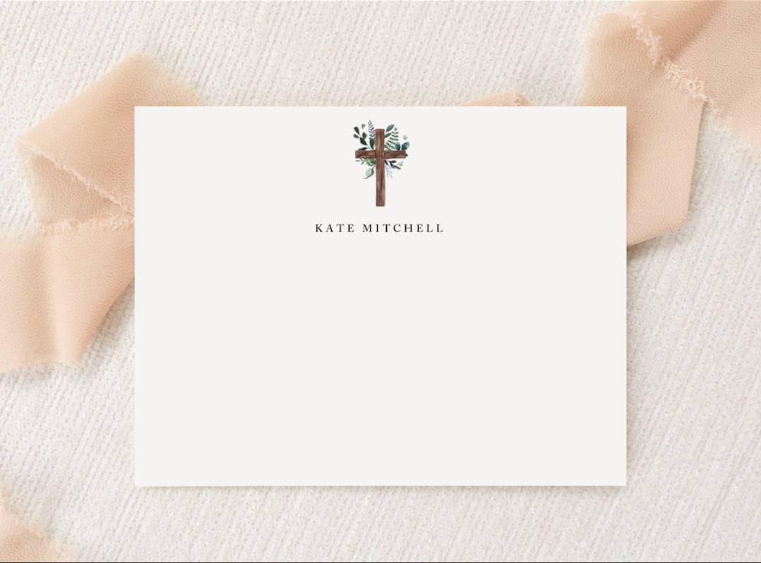 Personalized Custom Christian Cross Stationery | Stationary | Monogram ...