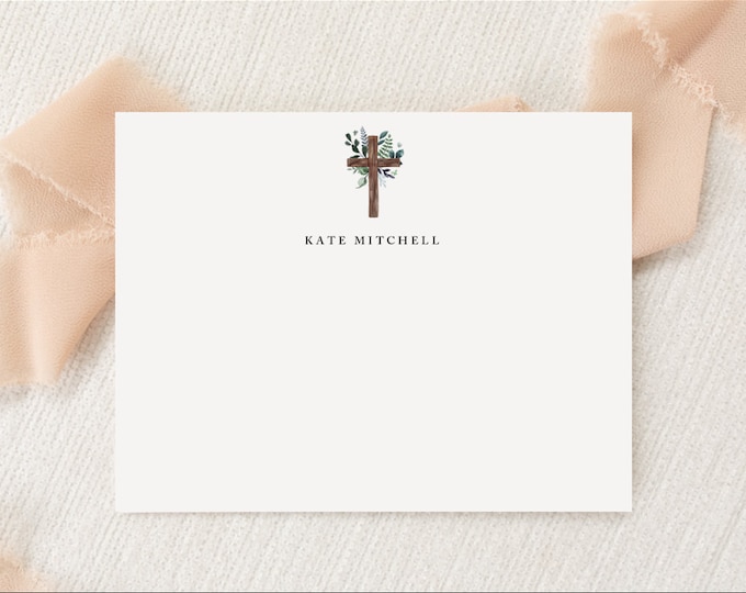 Personalized Custom Christian Cross Stationery | Stationary | Monogram ...