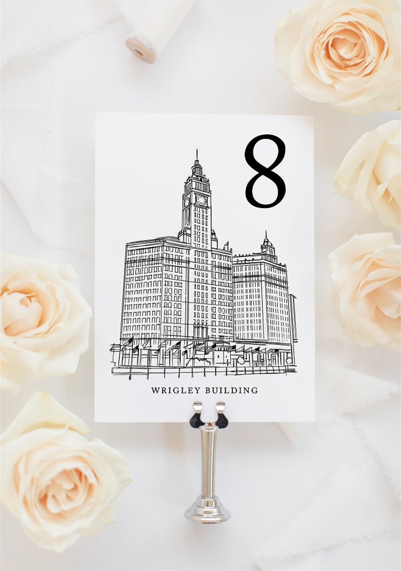 Chicago Landmark Table Number Cards Chicago Icon | Etsy
