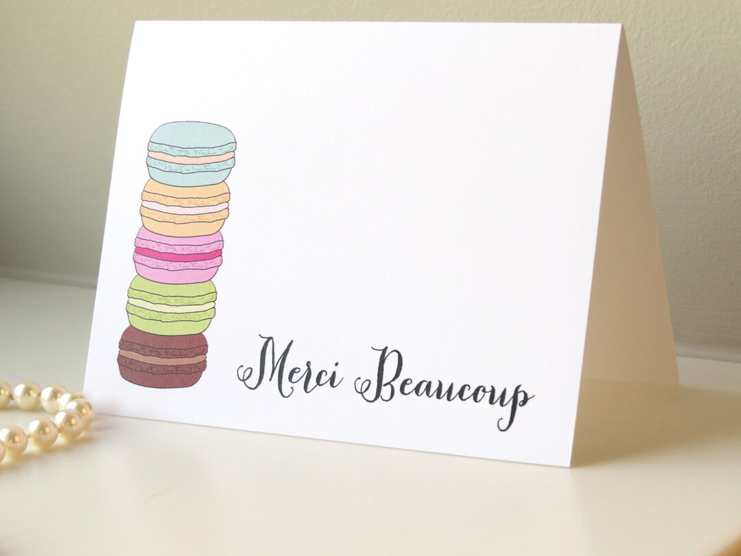 Adorable Merci Beaucoup French Macaron | Folded Cards and Envelopes ...
