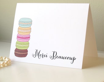 Adorable Merci Beaucoup French Macaron Folded Cards and - Etsy