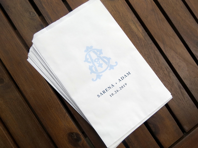 Set of 25 Personalized Custom Monogram Wedding Favor Treat Bags - Candy ...