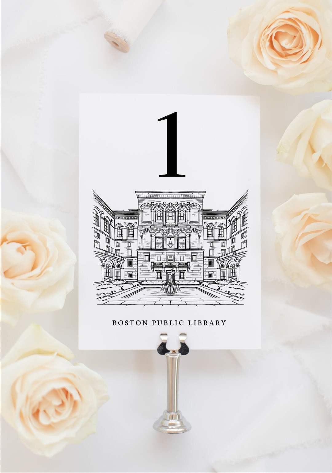 Boston Landmark Table Number Cards | Boston Icon Illustration Drawings ...