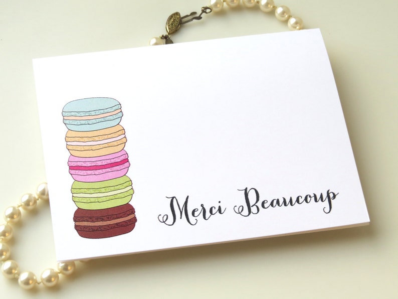 Adorable Merci Beaucoup French Macaron Folded Cards and - Etsy