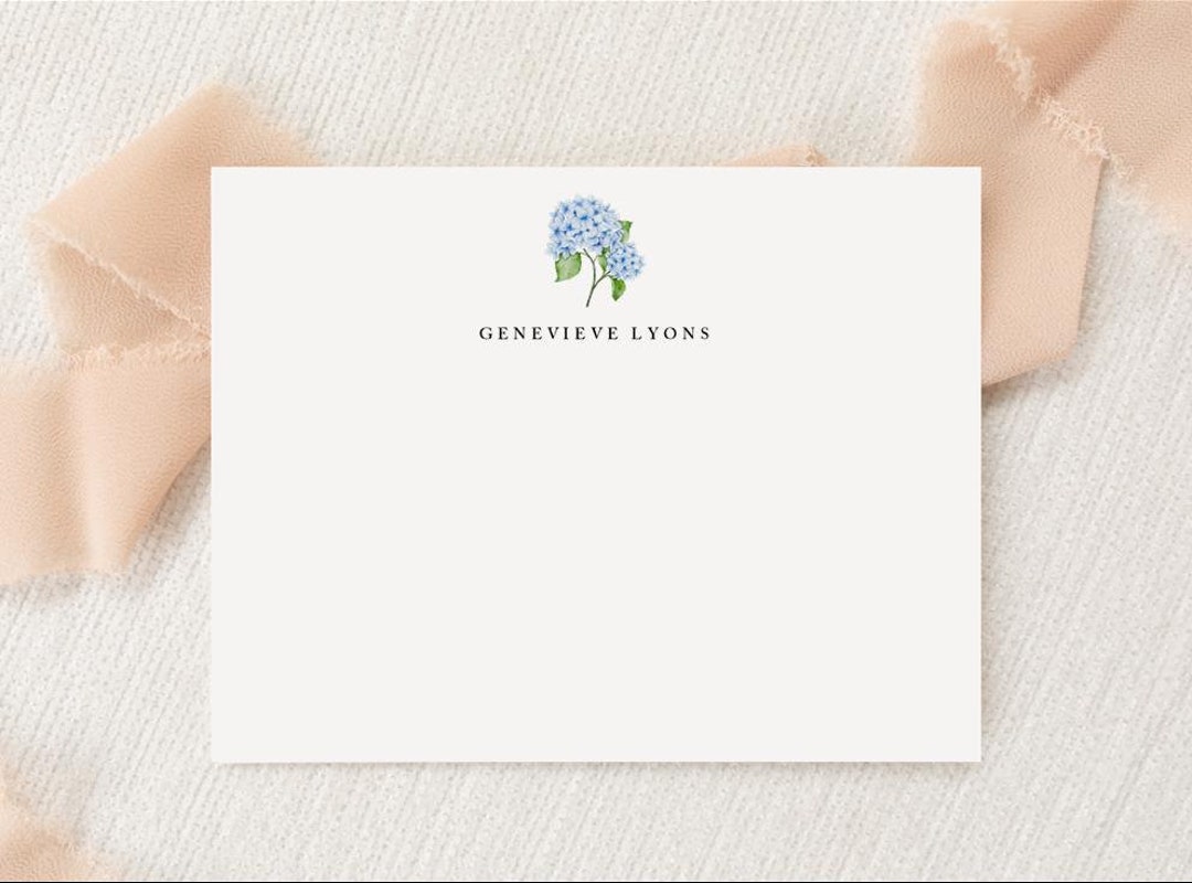 Personalized Custom Blue Hydrangea Floral Stationery | Stationary ...