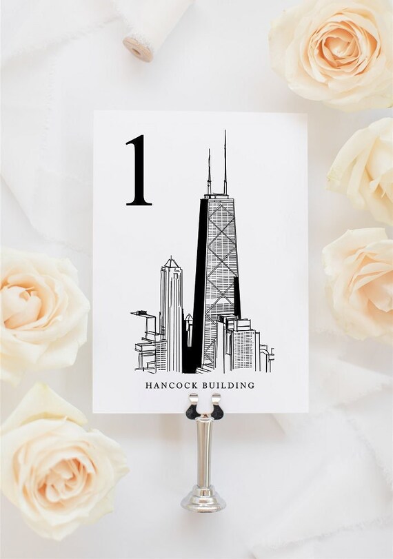 Chicago Landmark Table Number Cards Chicago Icon | Etsy
