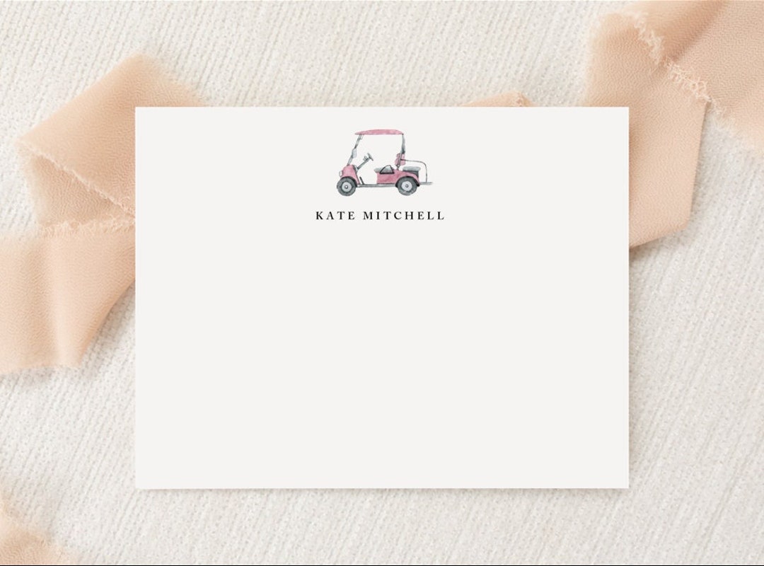 Personalized Custom Ladies Pink Golf Cart Stationery | Stationary ...