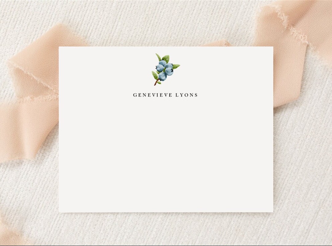 Personalized Custom Blueberry Print Card Stationery | Stationary ...