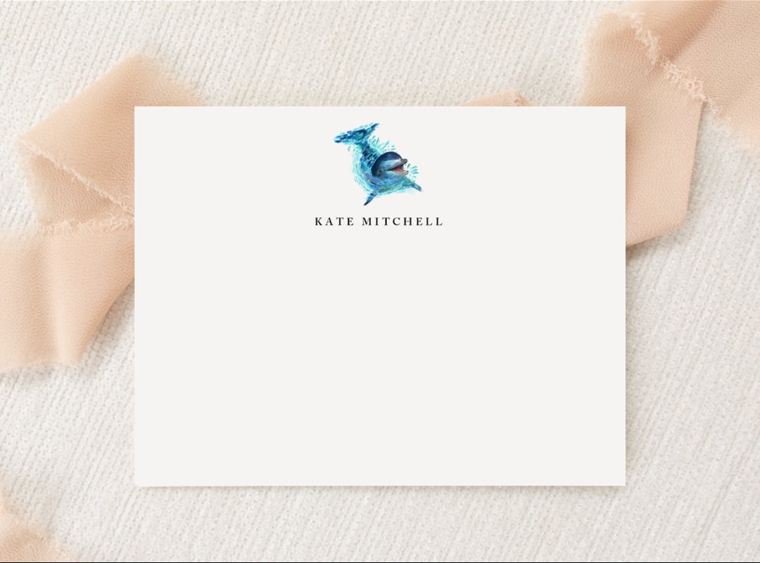 Personalized Custom Dolphin Stationery | Stationary | Monogram | Flat ...
