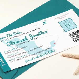 Destination Wedding Save the Date Boarding Pass Printed Passes - Etsy