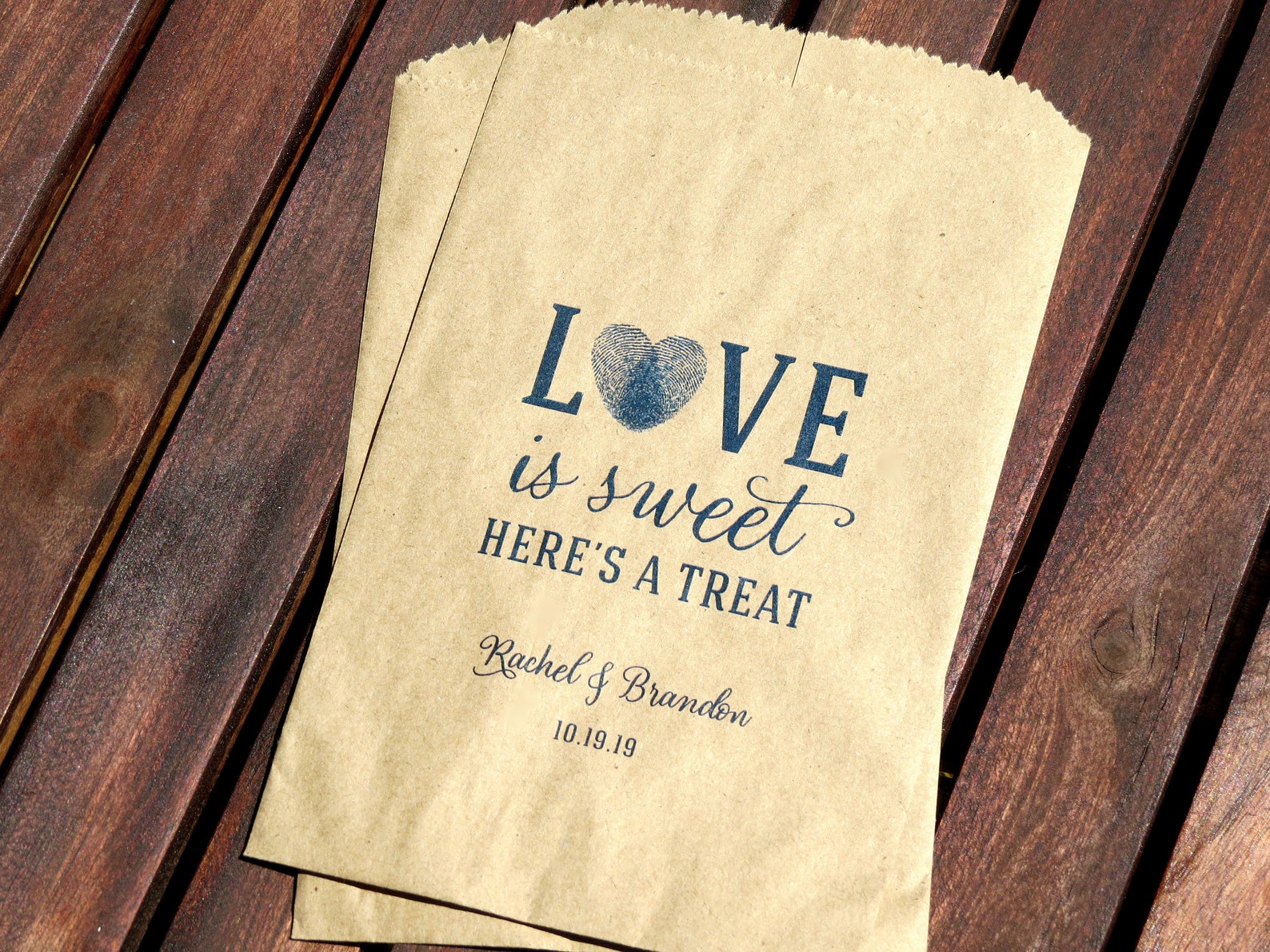 Set of 25 Personalized Custom Love is Sweet Wedding Favor Treat Bags ...